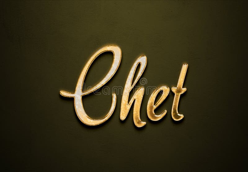Old Gold Text Effect of Name Chet with 3D Glossy Style Mockup. Stock ...
