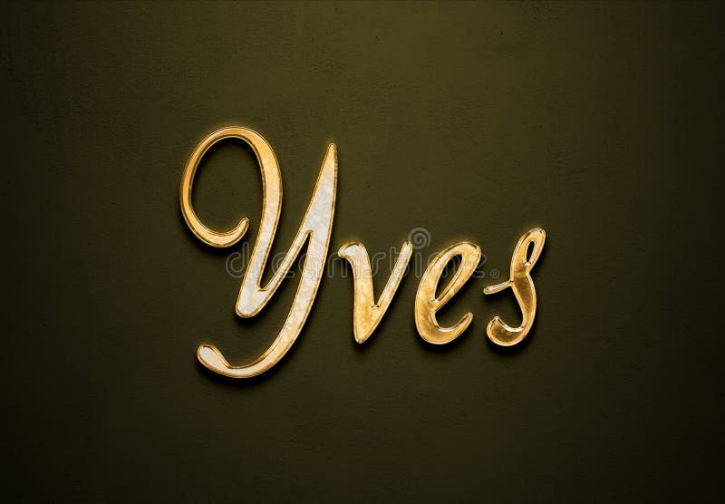 Old Gold Text Effect of Name Yves with 3D Glossy Style Mockup. Stock ...