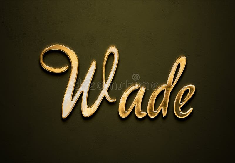 Old Gold Text Effect of Name Wade with 3D Glossy Style Mockup. Stock ...