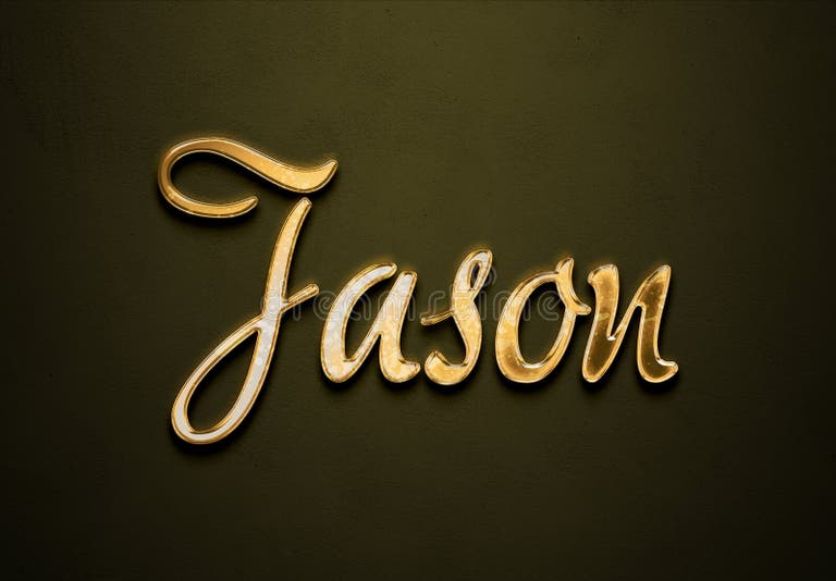 Old Gold Text Effect of Name Jason with 3D Glossy Style Mockup. Stock ...
