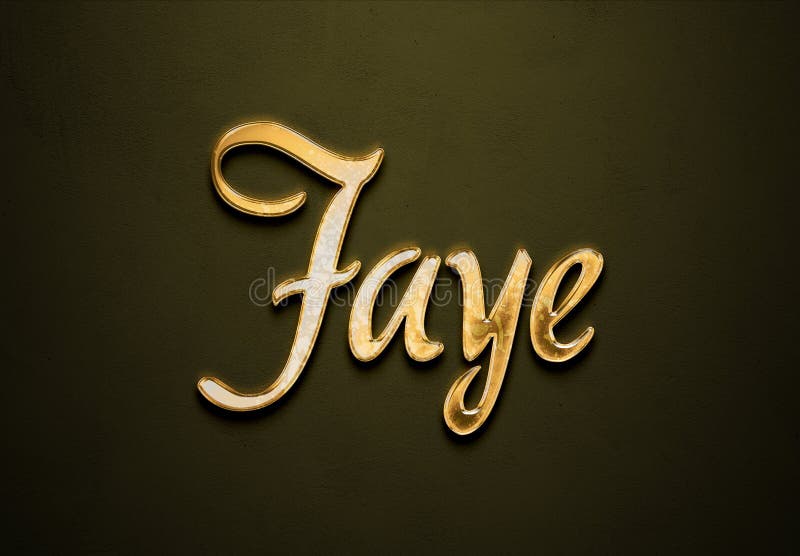Old Gold Text Effect of Name Faye with 3D Glossy Style Mockup. Stock ...