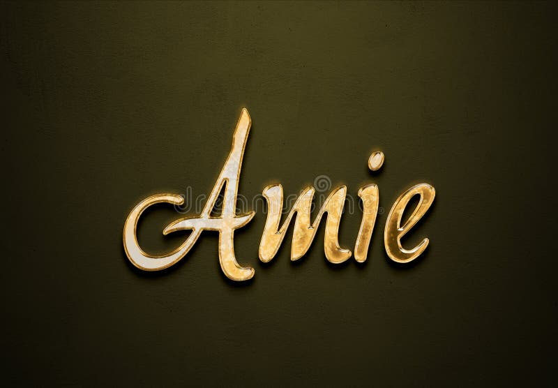 Old Gold Text Effect of Name Amie with 3D Glossy Style Mockup. Stock ...