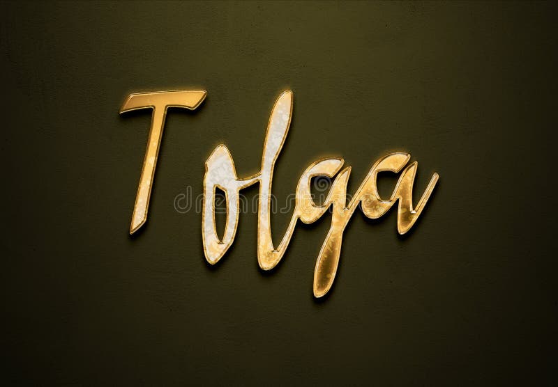 Old Gold Text Effect of Name Tolga with 3D Glossy Style Mockup. Stock ...