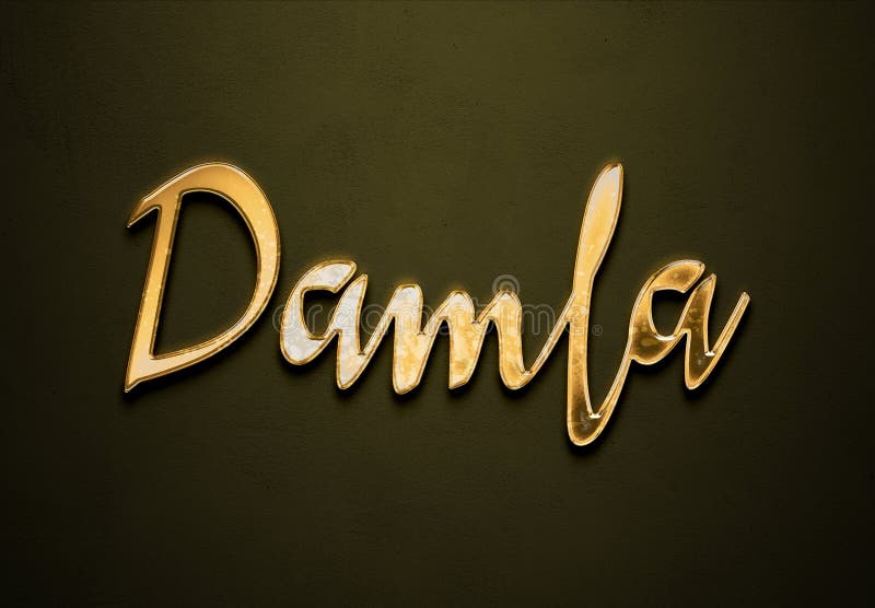 Old Gold Text Effect of Name Damla with 3D Glossy Style Mockup. Stock ...
