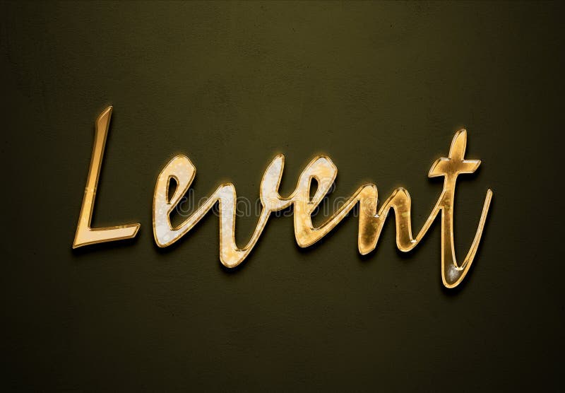 Old Gold Text Effect of Name Levent with 3D Glossy Style Mockup. Stock ...