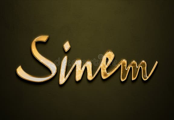 Old Gold Text Effect of Name Sinem with 3D Glossy Style Mockup. Stock ...