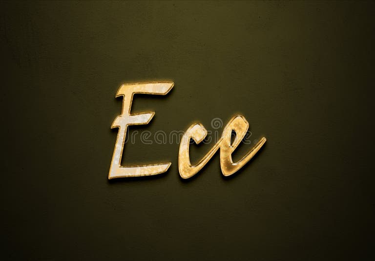 Old Gold Text Effect of Name Ece with 3D Glossy Style Mockup. Stock ...