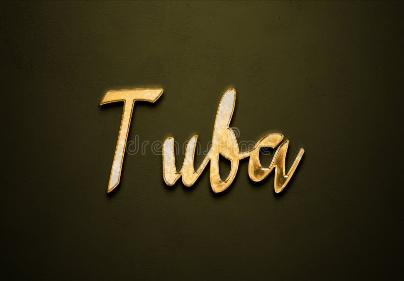 Old Gold Text Effect of Name Tuba with 3D Glossy Style Mockup. Stock ...