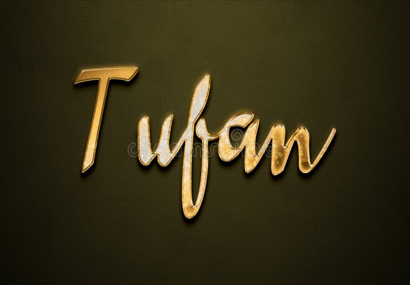 Old Gold Text Effect of Name Tufan with 3D Glossy Style Mockup. Stock ...