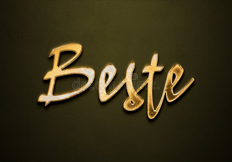 Old Gold Text Effect of Name Beste with 3D Glossy Style Mockup. Stock ...