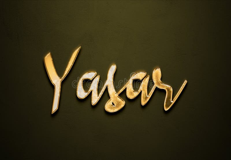 Old Gold Text Effect of Name Yasar with 3D Glossy Style Mockup. Stock ...