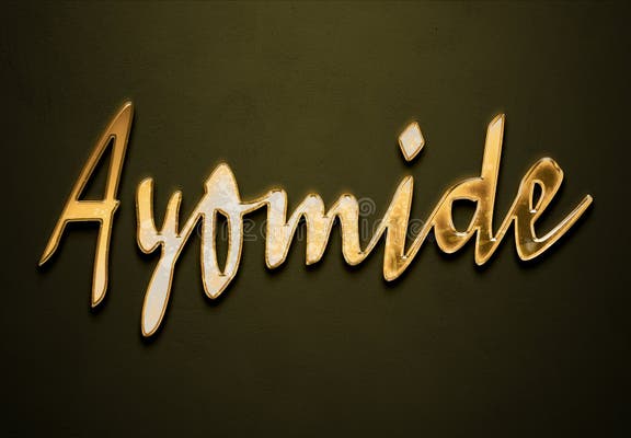 Old Gold Text Effect of Name Ayomide with 3D Glossy Style Mockup. Stock ...