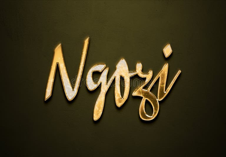 Old Gold Text Effect of Name Ngozi with 3D Glossy Style Mockup. Stock ...