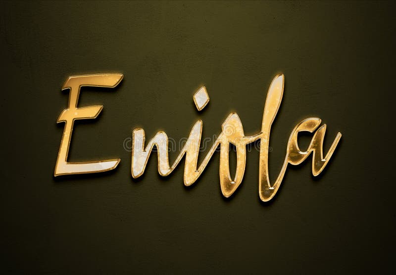 Old Gold Text Effect of Name Eniola with 3D Glossy Style Mockup. Stock ...