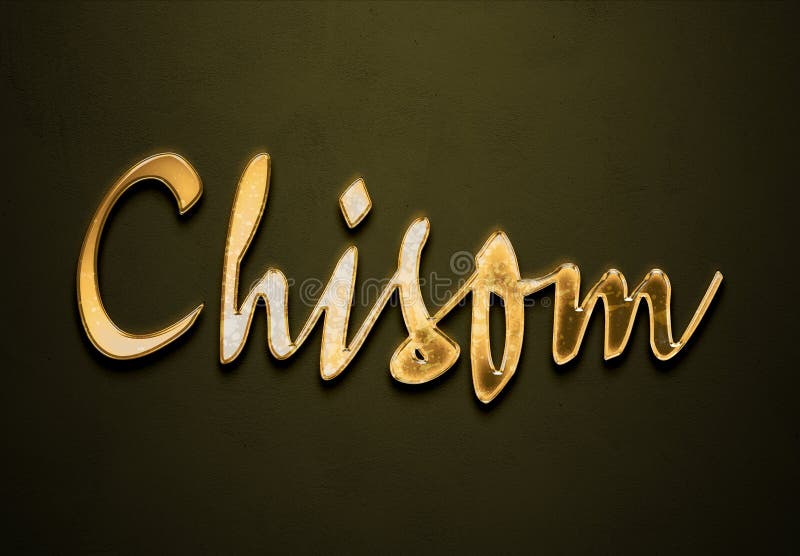 Old Gold Text Effect of Name Chisom with 3D Glossy Style Mockup. Stock ...