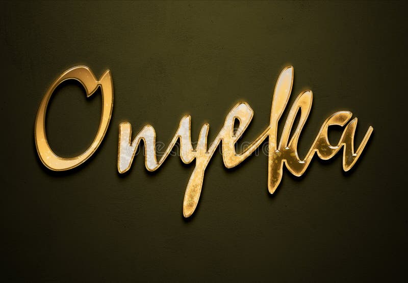Old Gold Text Effect of Name Onyeka with 3D Glossy Style Mockup. Stock ...