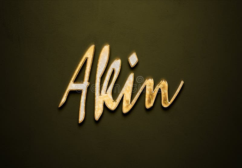Old Gold Text Effect of Name Akin with 3D Glossy Style Mockup. Stock ...