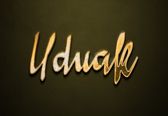 Old Gold Text Effect of Name Uduak with 3D Glossy Style Mockup. Stock ...