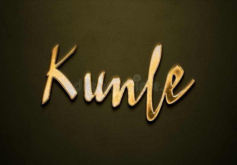 Old Gold Text Effect of Name Kunle with 3D Glossy Style Mockup. Stock Illustration ...