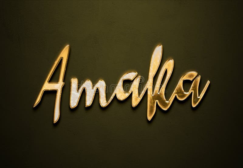 Old Gold Text Effect of Name Amaka with 3D Glossy Style Mockup. Stock ...