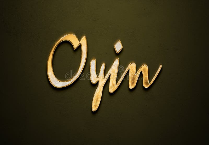 Old Gold Text Effect of Name Oyin with 3D Glossy Style Mockup. Stock ...