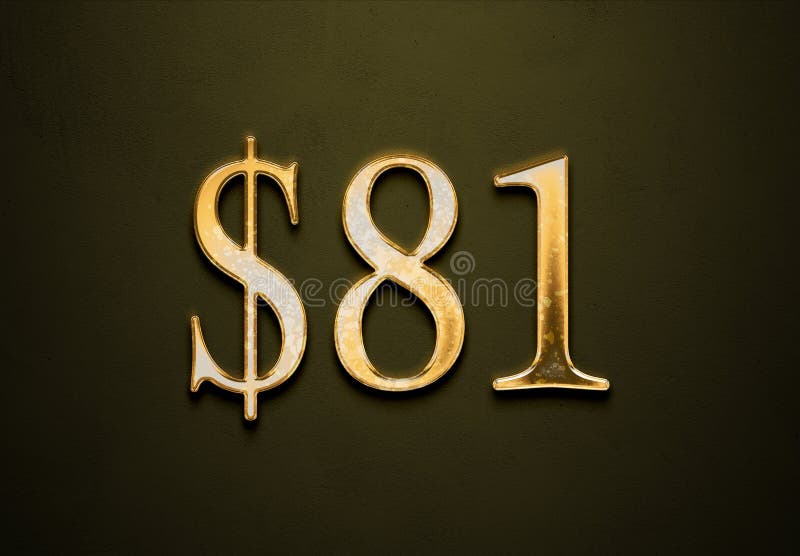 Old Gold Effect of 81 Dollars with 3D Glossy Style Mockup. Stock ...