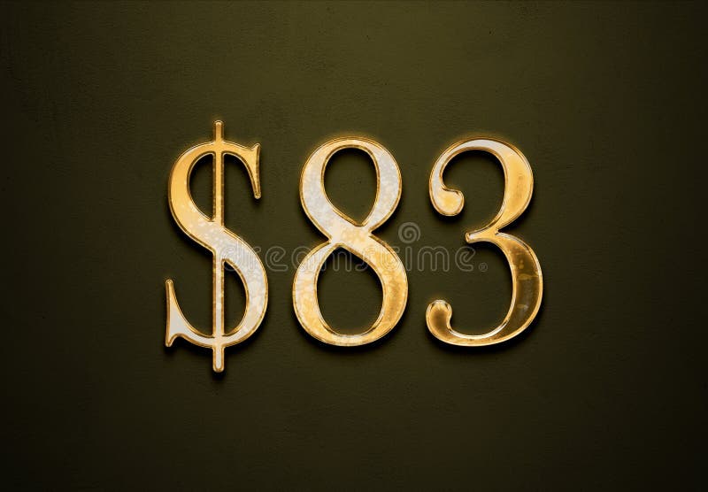 Old Gold Effect of 83 Dollars with 3D Glossy Style Mockup. Stock ...