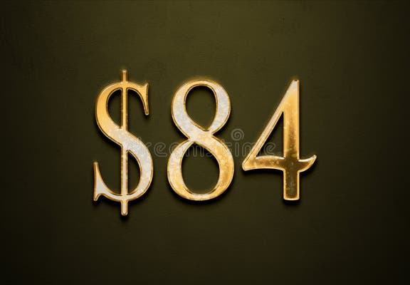 Old Gold Effect of 84 Dollars with 3D Glossy Style Mockup. Stock ...