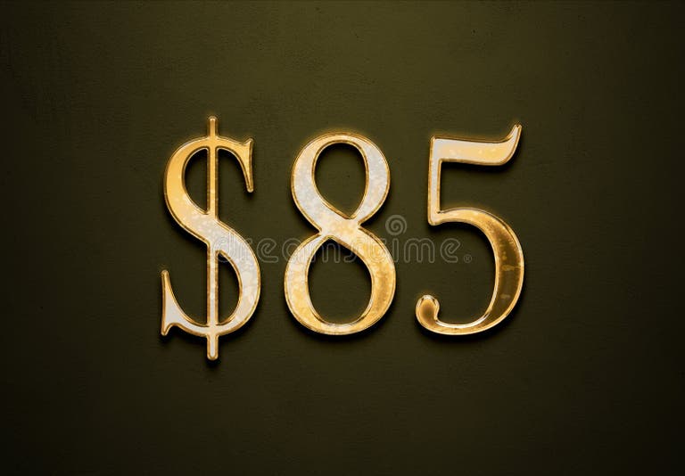 Old Gold Effect of 85 Dollars with 3D Glossy Style Mockup. Stock ...