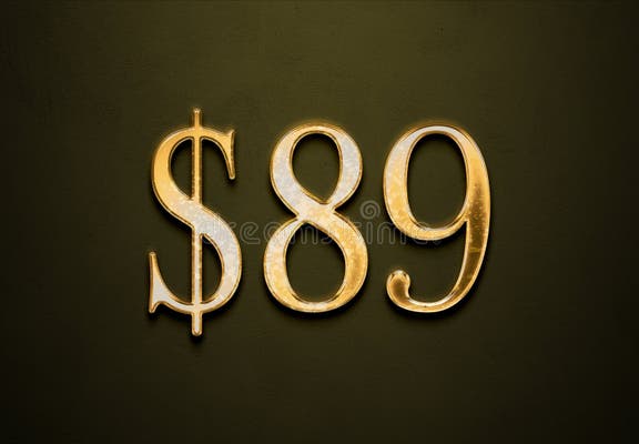 Old Gold Effect of 89 Dollars with 3D Glossy Style Mockup. Stock ...