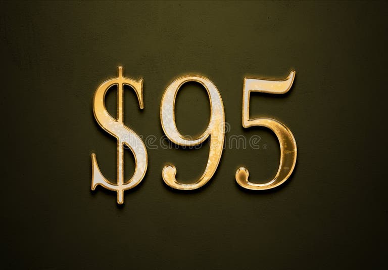 Old Gold Effect of 95 Dollars with 3D Glossy Style Mockup. Stock ...