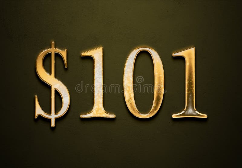 Old Gold Effect of 101 Dollars with 3D Glossy Style Mockup. Stock ...
