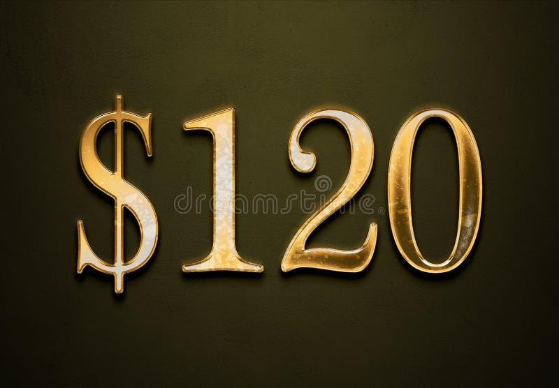 Old Gold Effect of 120 Dollars with 3D Glossy Style Mockup. Stock ...