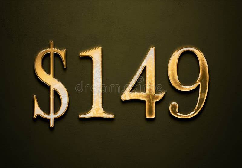 Old Gold Effect of 149 Dollars with 3D Glossy Style Mockup. Stock ...