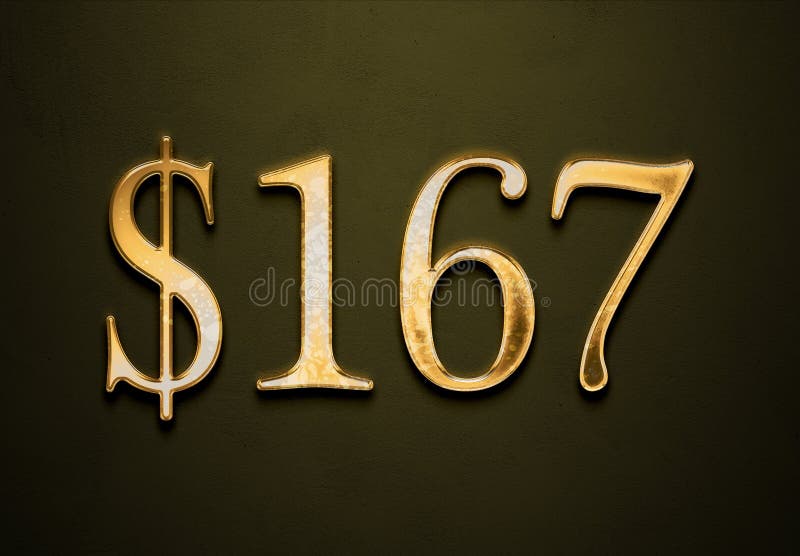 Old Gold Effect of 167 Dollars with 3D Glossy Style Mockup. Stock ...