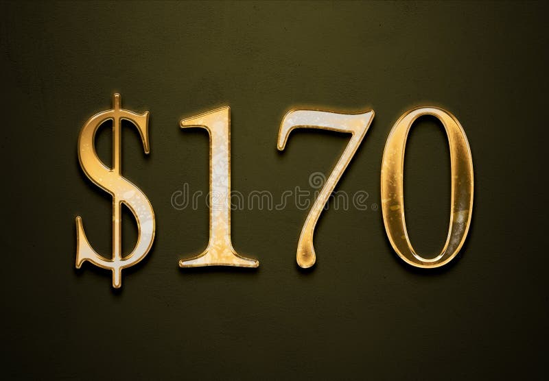 Old Gold Effect of 170 Dollars with 3D Glossy Style Mockup. Stock ...