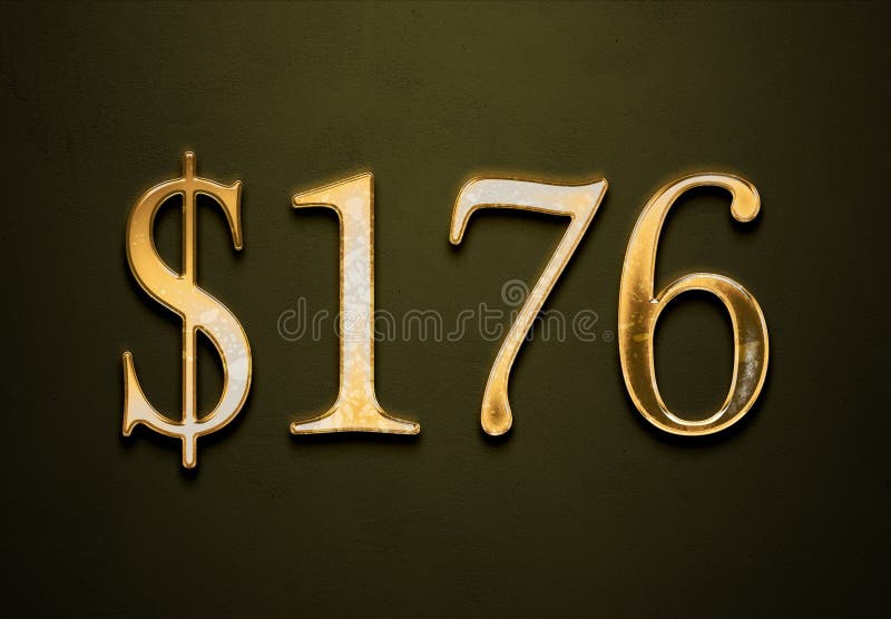 Old Gold Effect of 176 Dollars with 3D Glossy Style Mockup. Stock ...