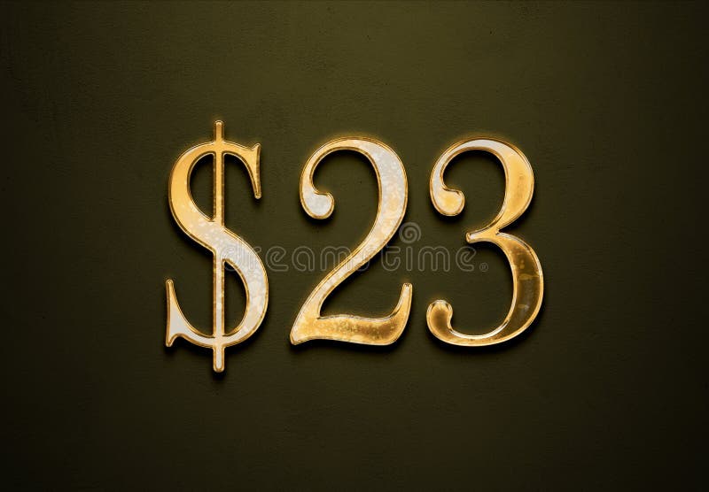 Old Gold Effect of 23 Dollars with 3D Glossy Style Mockup. Stock Image ...