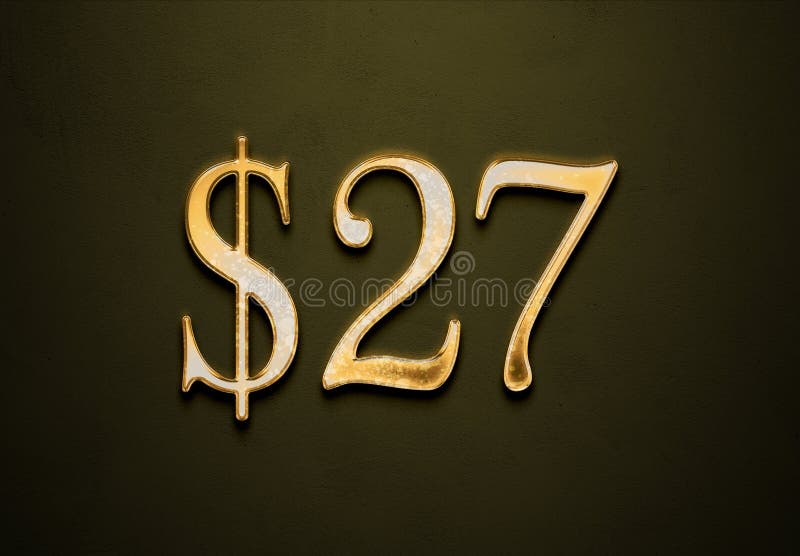 Old Gold Effect of 27 Dollars with 3D Glossy Style Mockup. Stock Image ...