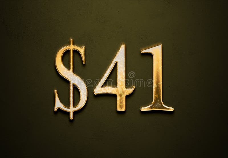 Old Gold Effect of 41 Dollars with 3D Glossy Style Mockup. Stock Image ...