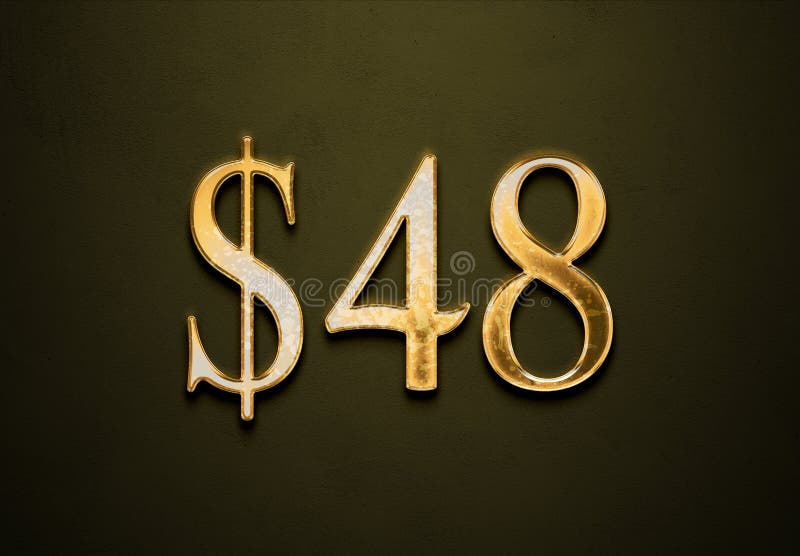 Old Gold Effect of 48 Dollars with 3D Glossy Style Mockup. Stock Photo ...