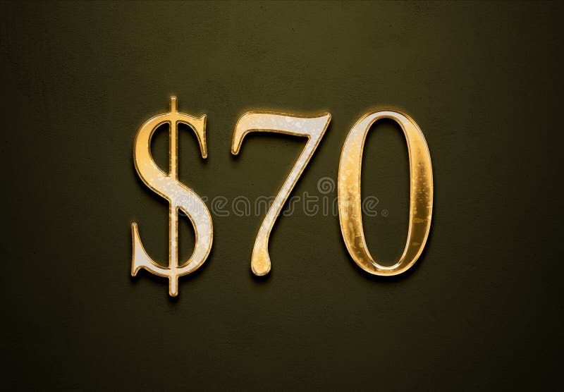 Old Gold Effect of 70 Dollars with 3D Glossy Style Mockup. Stock Photo ...