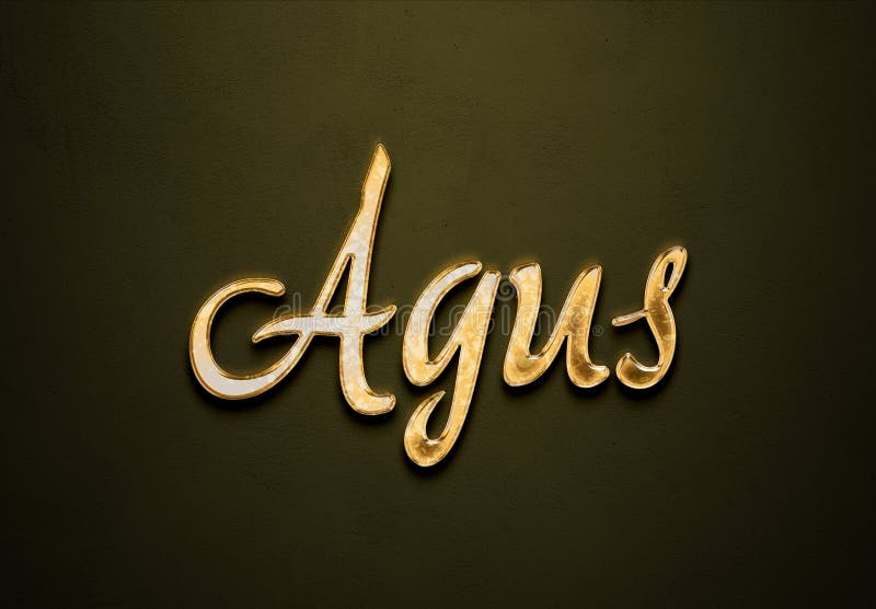 Old Gold Text Effect of Name Agus with 3D Glossy Style Mockup. Stock ...
