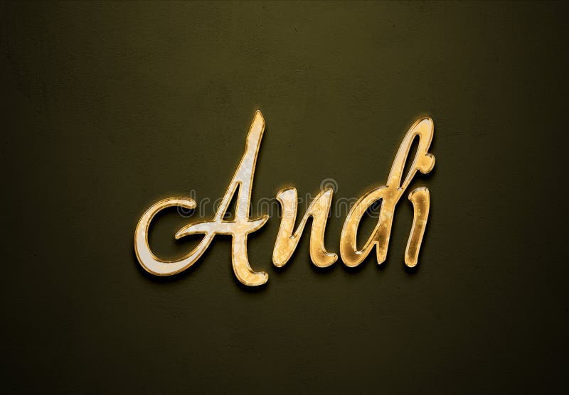 Old Gold Text Effect of Name Andi with 3D Glossy Style Mockup. Stock ...
