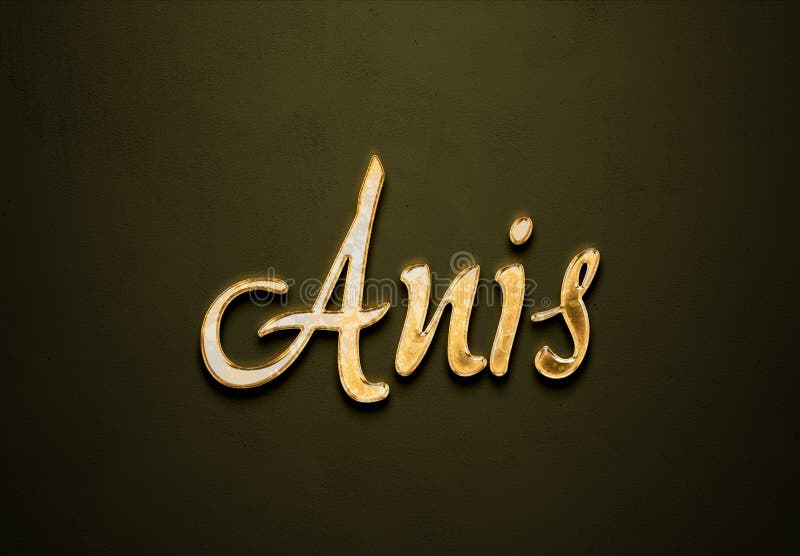 Old Gold Text Effect of Name Anis with 3D Glossy Style Mockup. Stock ...