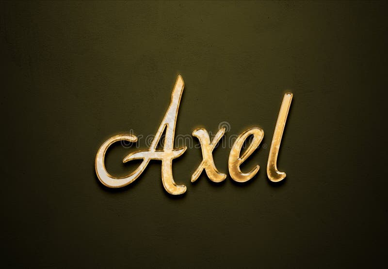 Old Gold Text Effect of Name Axel with 3D Glossy Style Mockup. Stock ...
