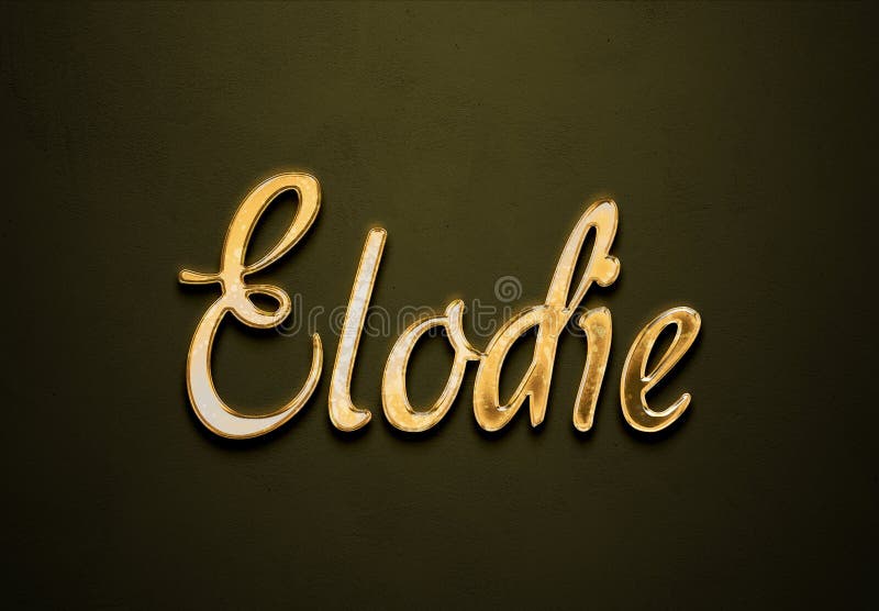 Old Gold Text Effect of Name Elodie with 3D Glossy Style Mockup. Stock ...