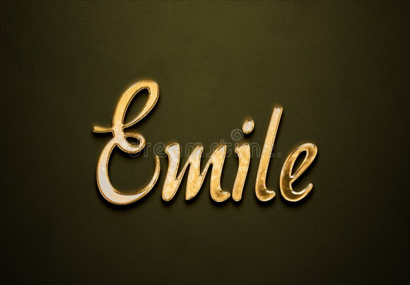 Old Gold Text Effect of Name Emile with 3D Glossy Style Mockup. Stock ...