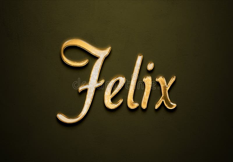 Old Gold Text Effect of Name Felix with 3D Glossy Style Mockup. Stock ...