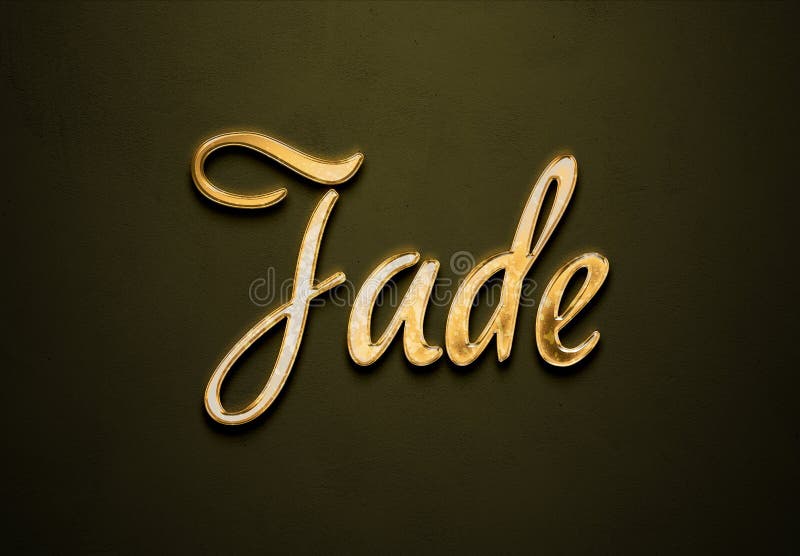 Old Gold Text Effect of Name Jade with 3D Glossy Style Mockup. Stock ...